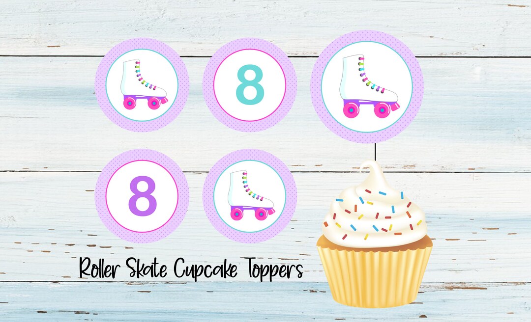 Roller Skate Cupcake Toppers PRINTABLE - Etsy Canada