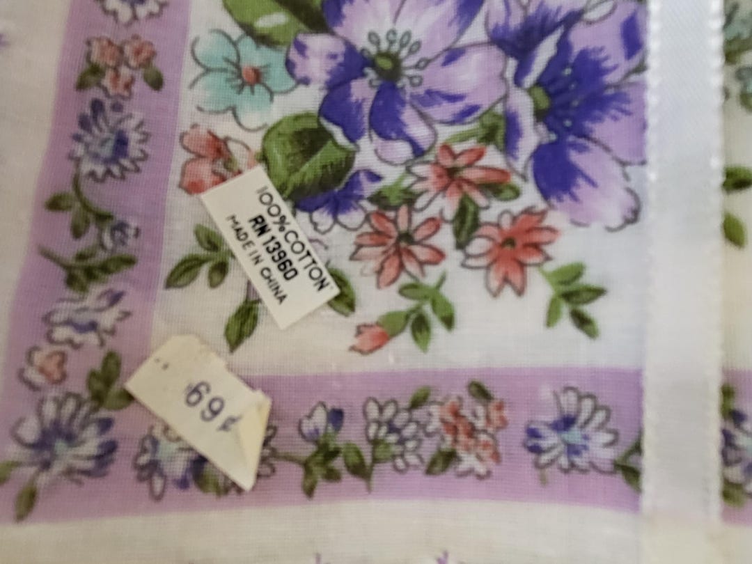 Three Vintage Floral Lady's Hankies, New Old Lady's Handkerchiefs 3 ...