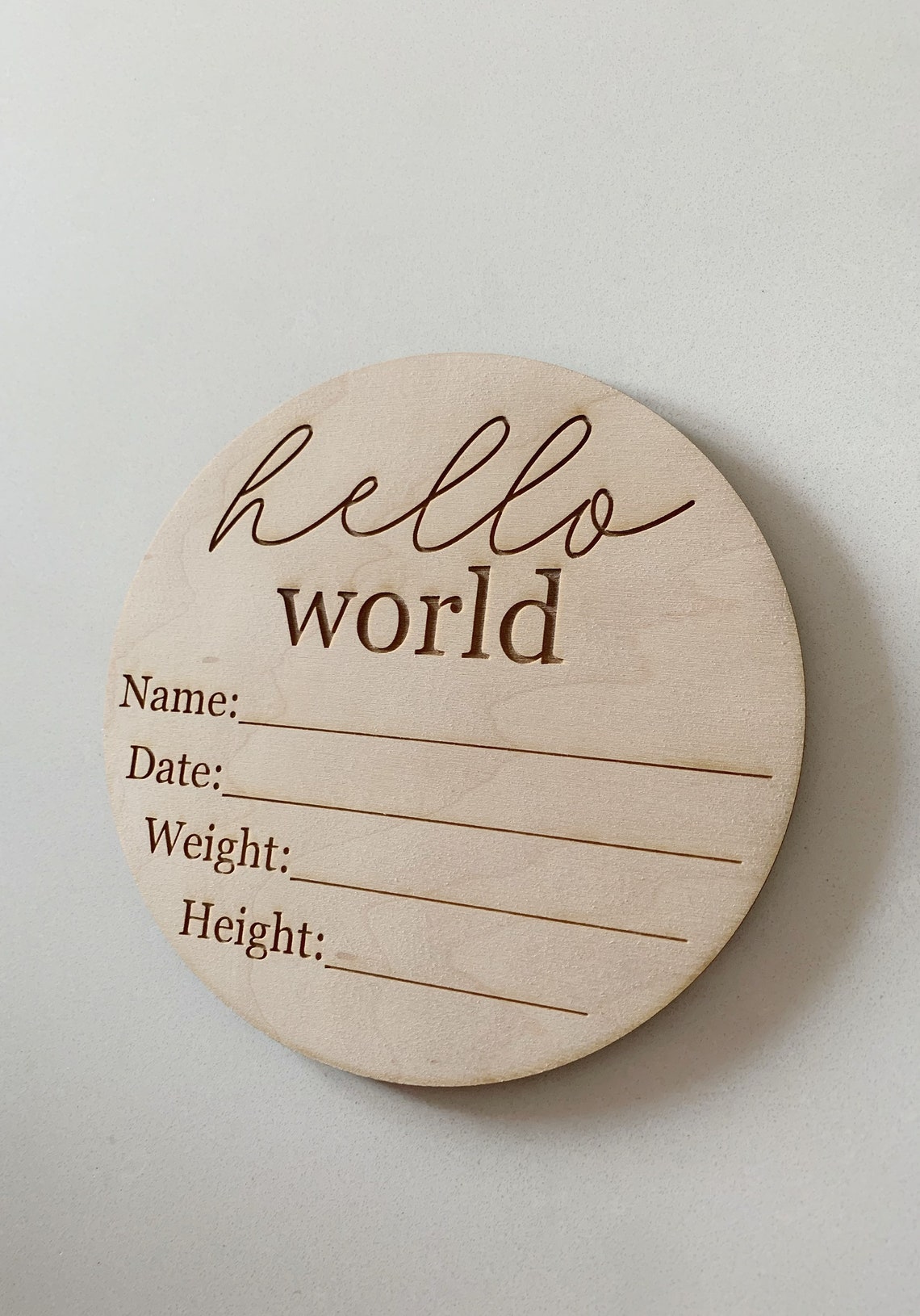 Hello World / Wooden Baby Disc /wood Baby Plaque - Etsy