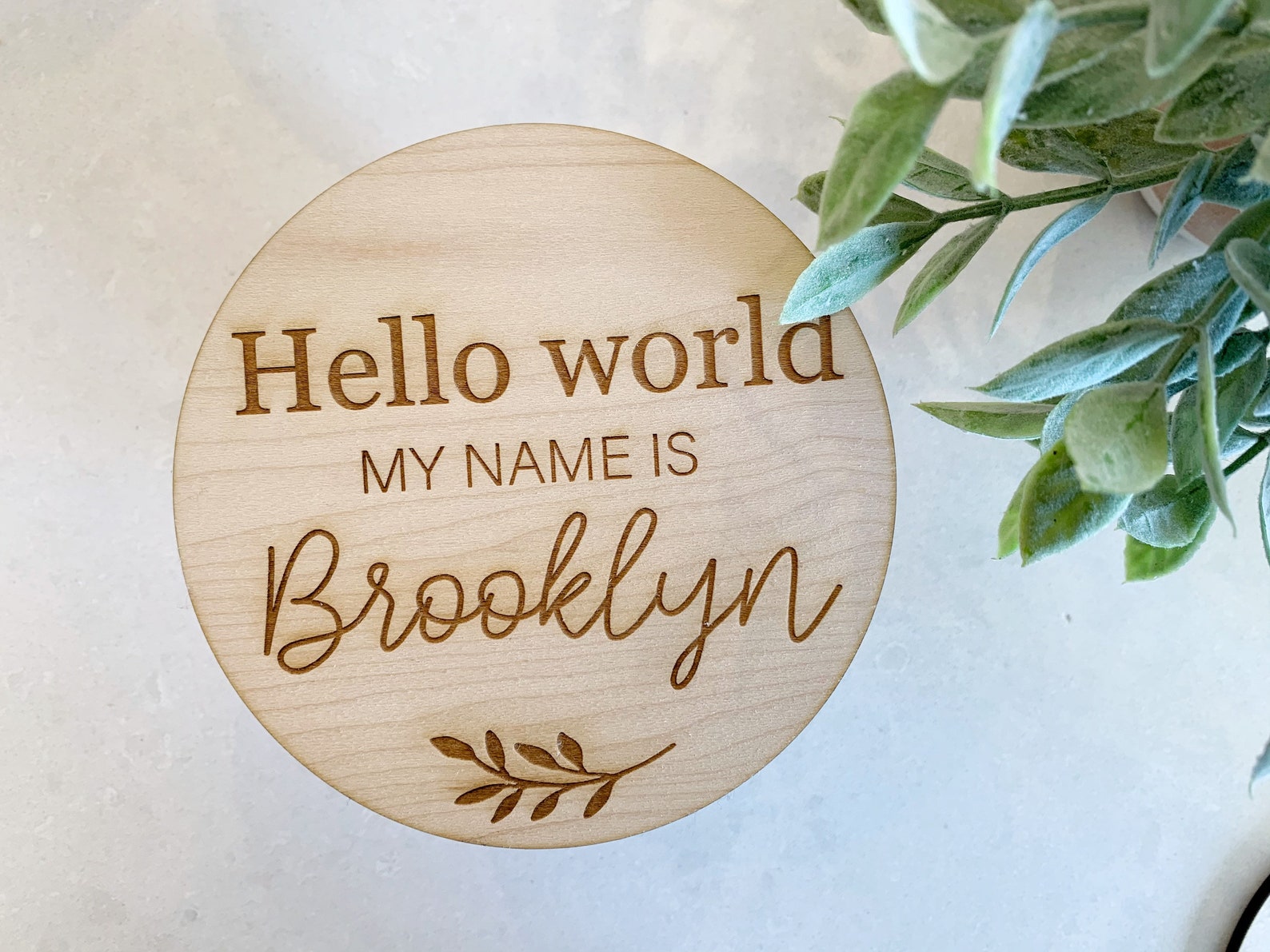 Personalized baby name disc/ hello World my name is / Wooden | Etsy