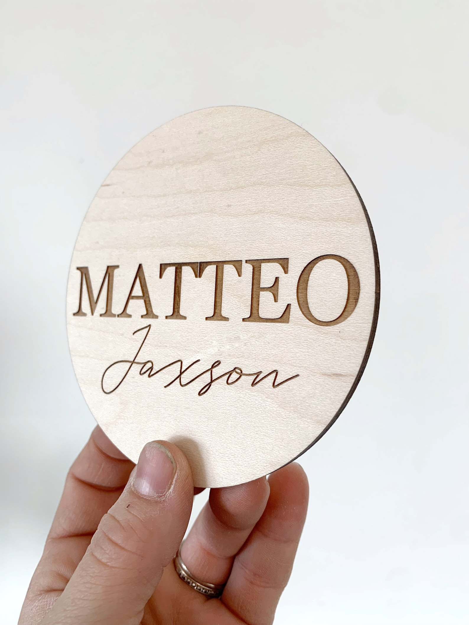 Personalized Baby Name Disc/ Wooden Baby Disc / Baby Announcement Disc ...