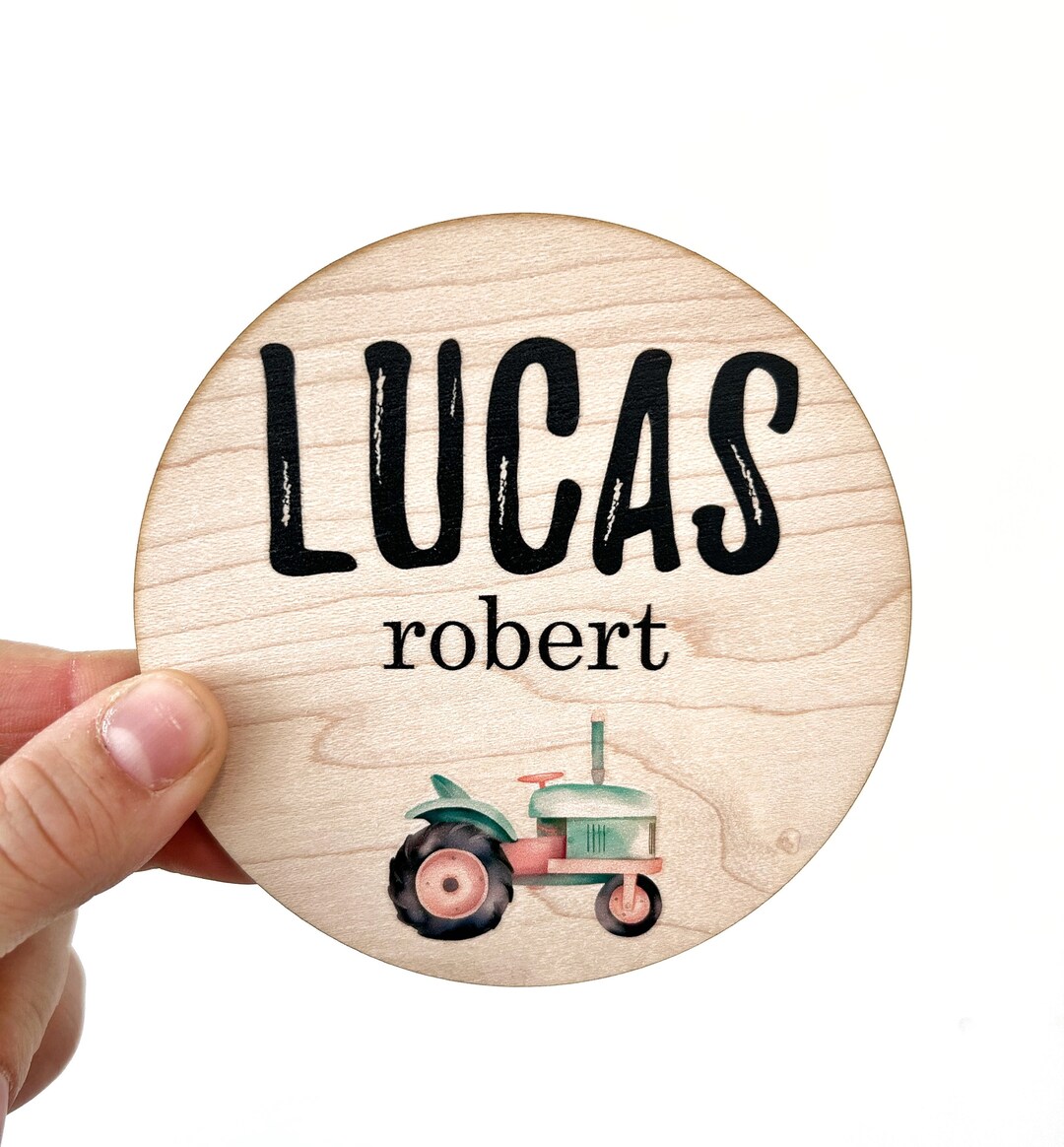 Personalized Baby Name Disc/ Wooden Baby Disc / Baby Announcement Disc ...