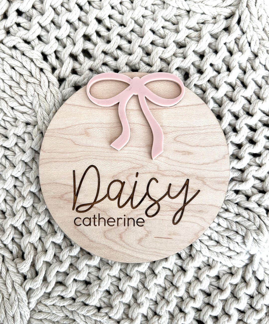 Personalized 3D Baby Name Disc/ Wooden Baby Disc / Baby Announcement ...