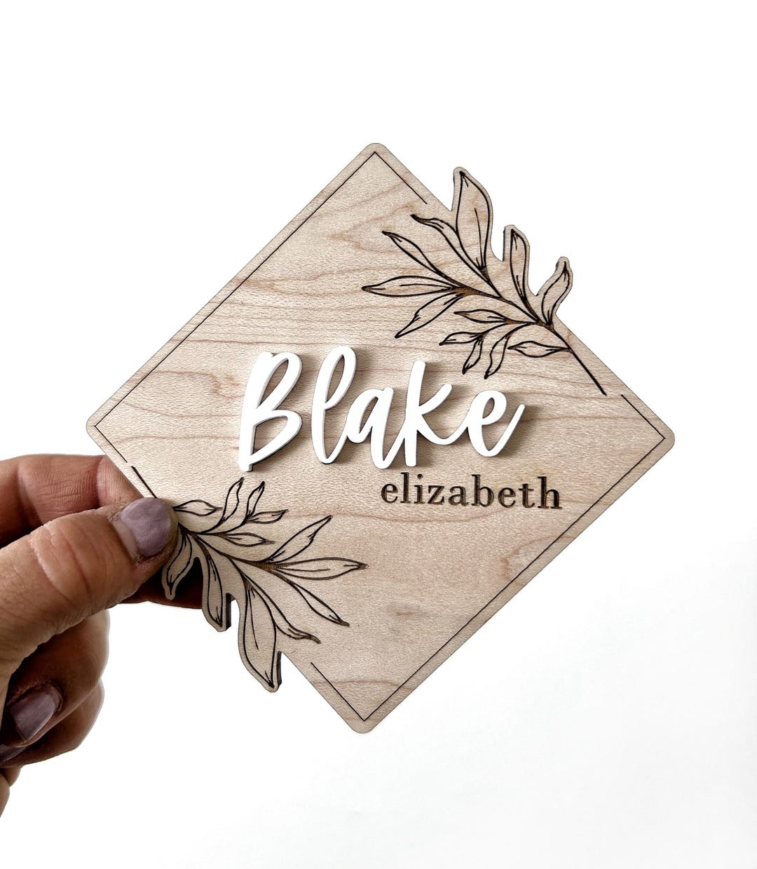 Personalized 3D Baby Name Disc/ Wooden Baby Disc / Baby Announcement ...