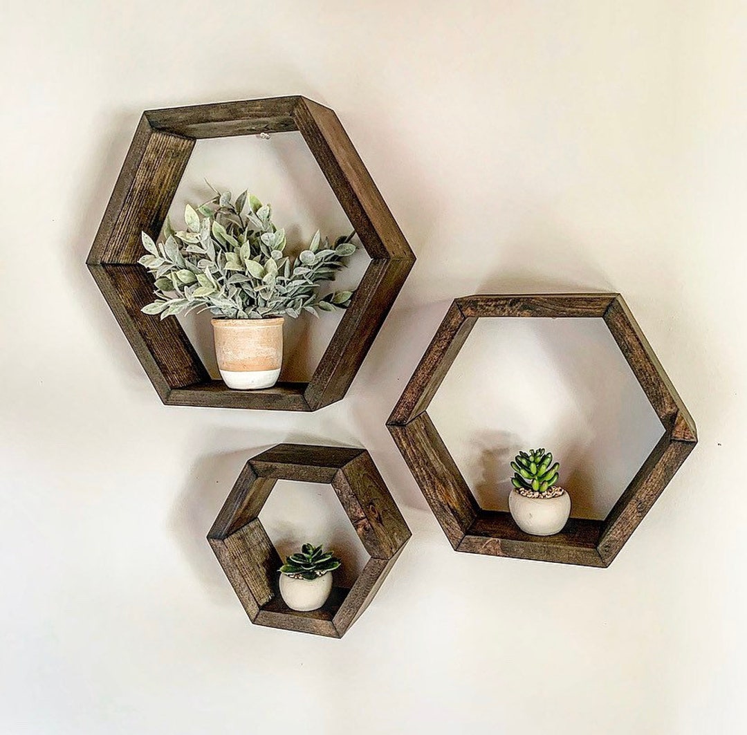 Set of 3 Hexagon Floating Shelves / Floating Shelf / Floating Shelves ...