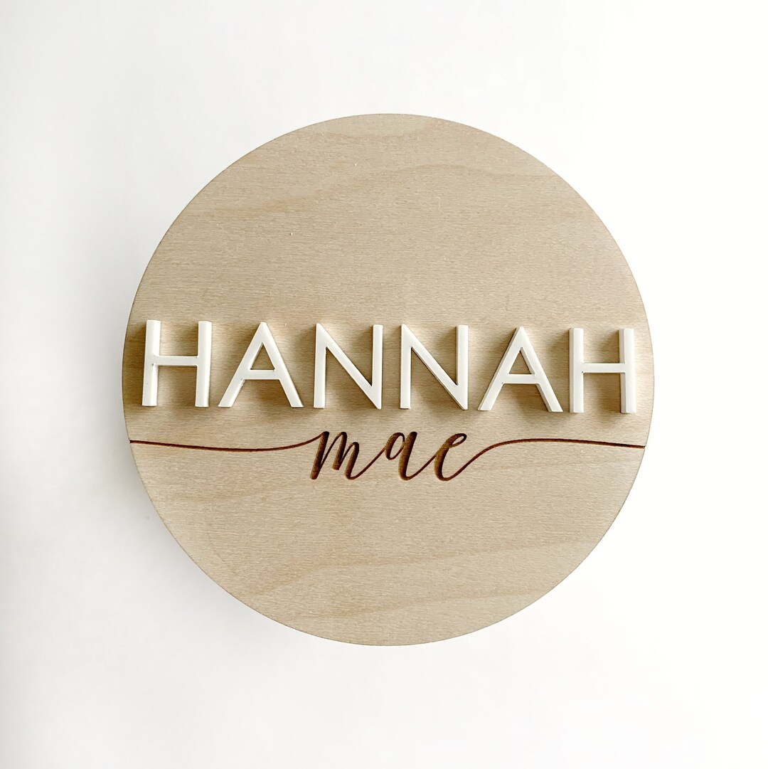 Personalized 3D Baby Name Disc/ Wooden Baby Disc / Baby - Etsy