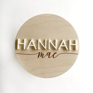Personalized 3D Baby Name Disc/ Wooden Baby Disc / Baby Announcement ...