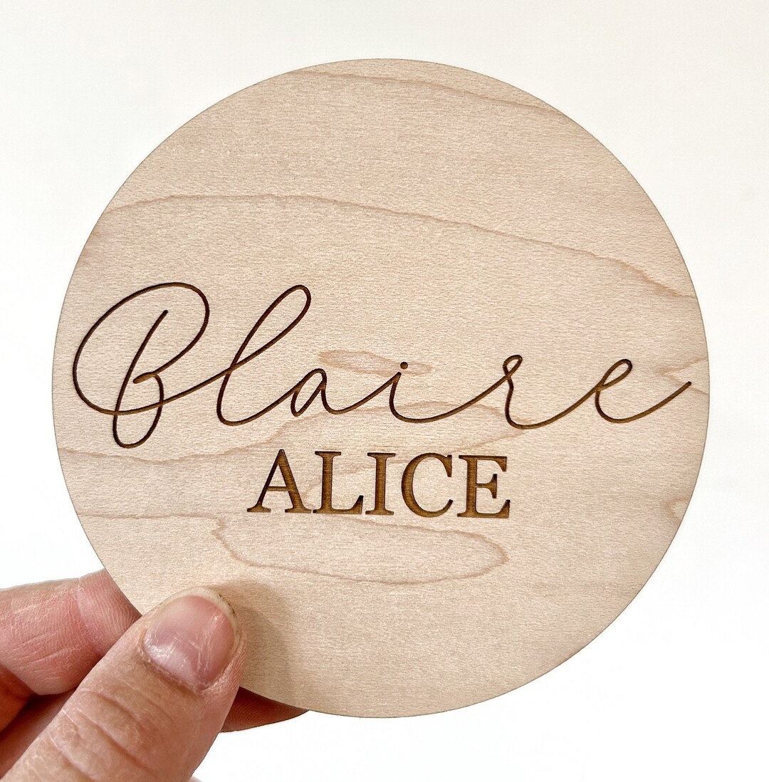 Personalized Baby Name Disc/ Wooden Baby Disc / Baby Announcement Disc ...
