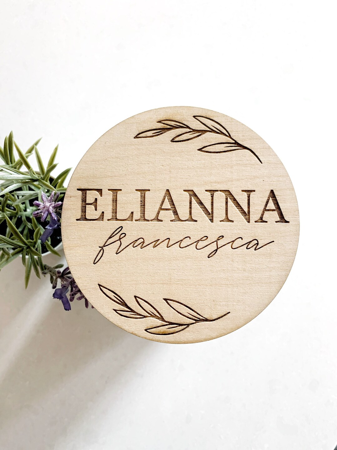 Personalized Baby Name Disc/ Wooden Baby Disc / Wood Baby Plaque ...