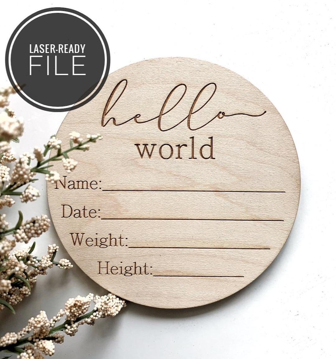 SVG Laser File, Baby Disc Svg, Baby Disc, Hello World Disc, Baby Info ...