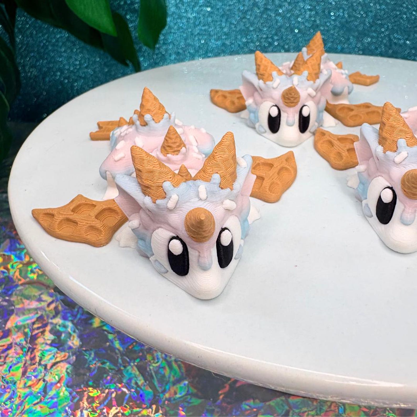 Flexi Ice Cream Dragon Fidget Toy – Articulate Dragon Figurine | Cute ...