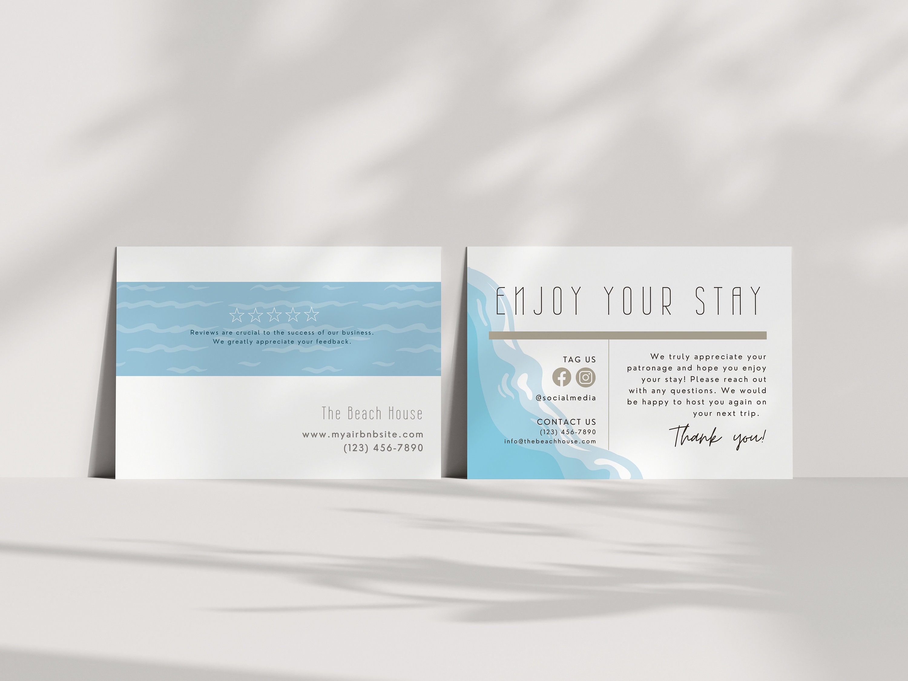 Beach Airbnb Thank You Card, Two-sided Enjoy Your Stay Review Request ...