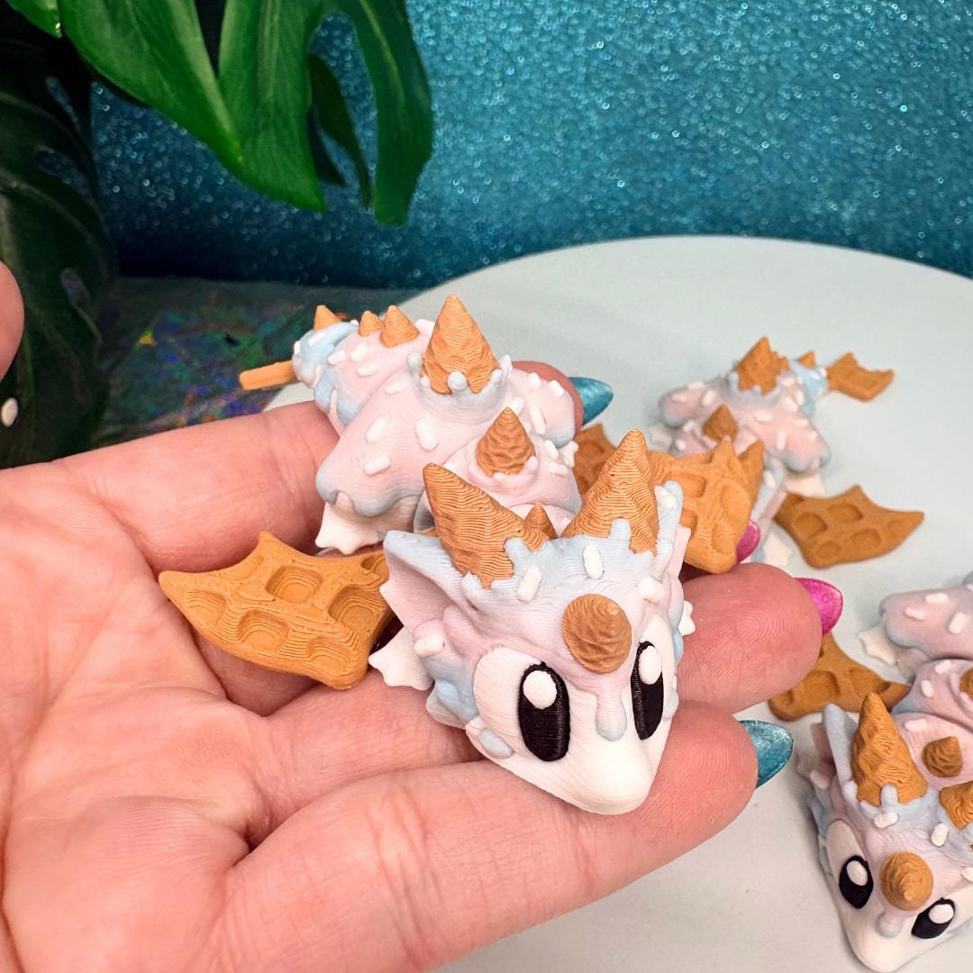 Flexi Ice Cream Dragon Fidget Toy – Articulate Dragon Figurine | Cute ...