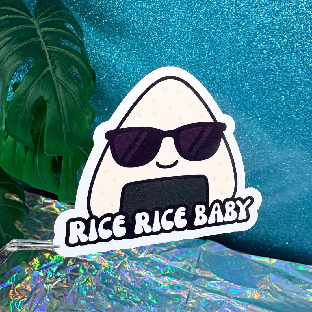 Rice Rice Baby Vinyl Sticker: Kawaii Onigiri Pun Humor, Funny Sticker ...