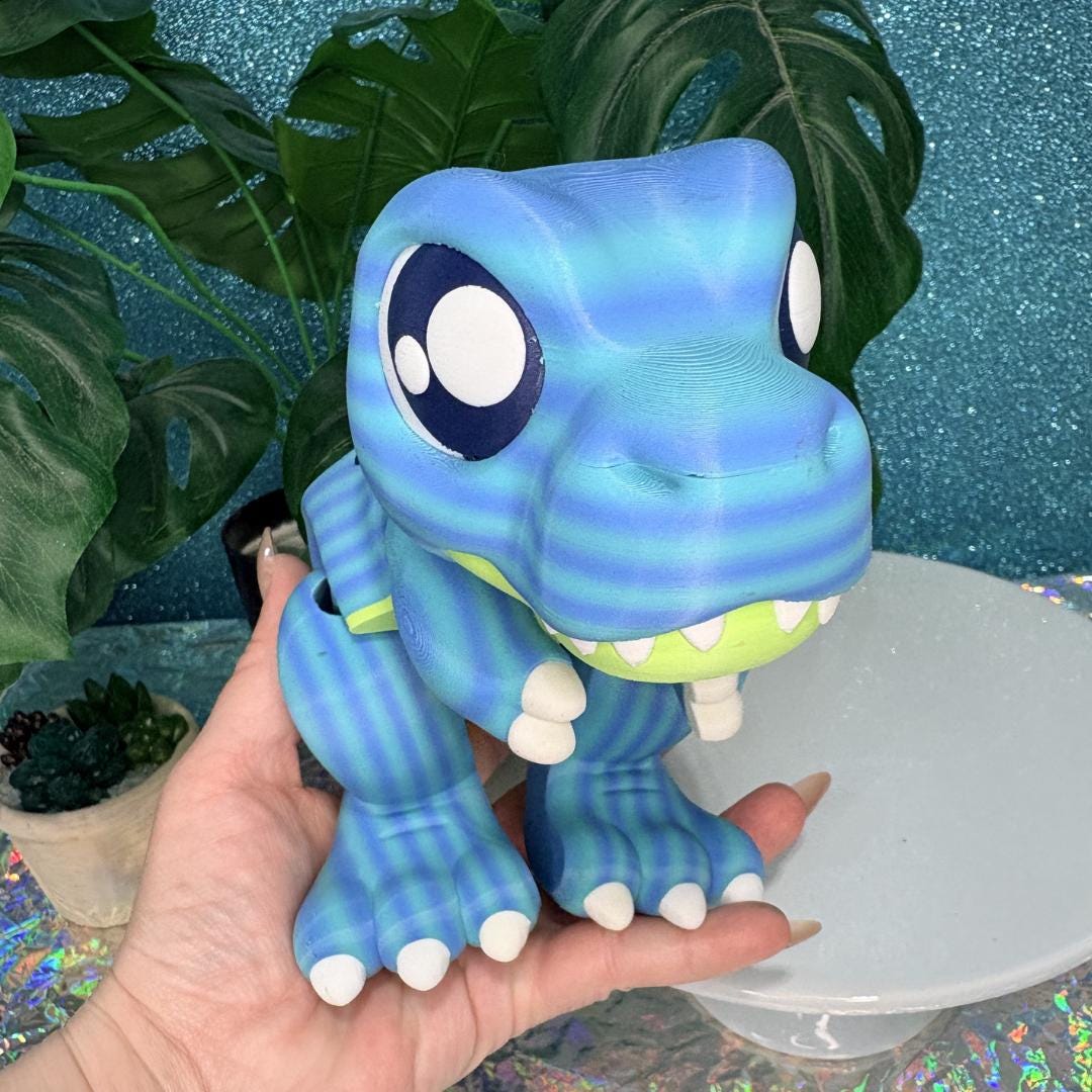 JUMBO Dino T Rex Flexi Toy – Articulated Blue Dinosaur Figurine | Cute ...