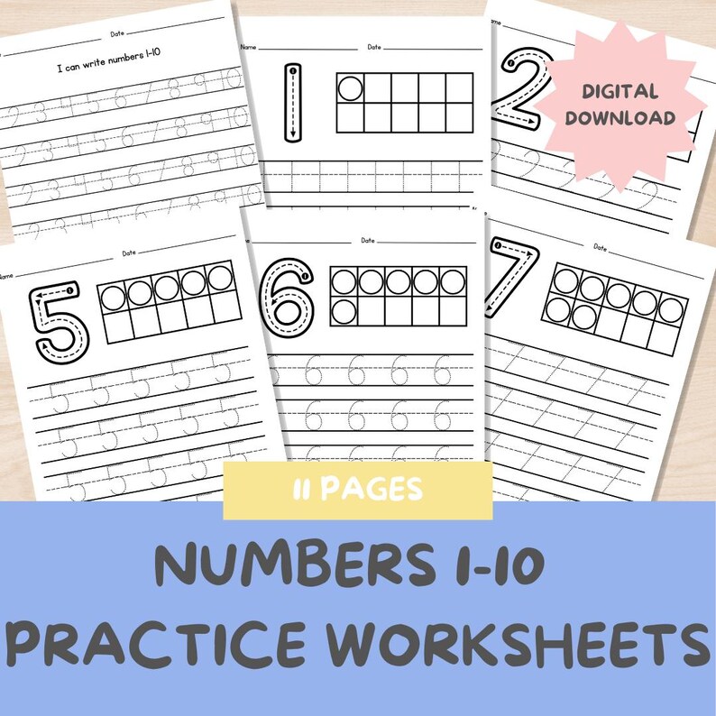 Number Practice Worksheets – Digital Download - Etsy