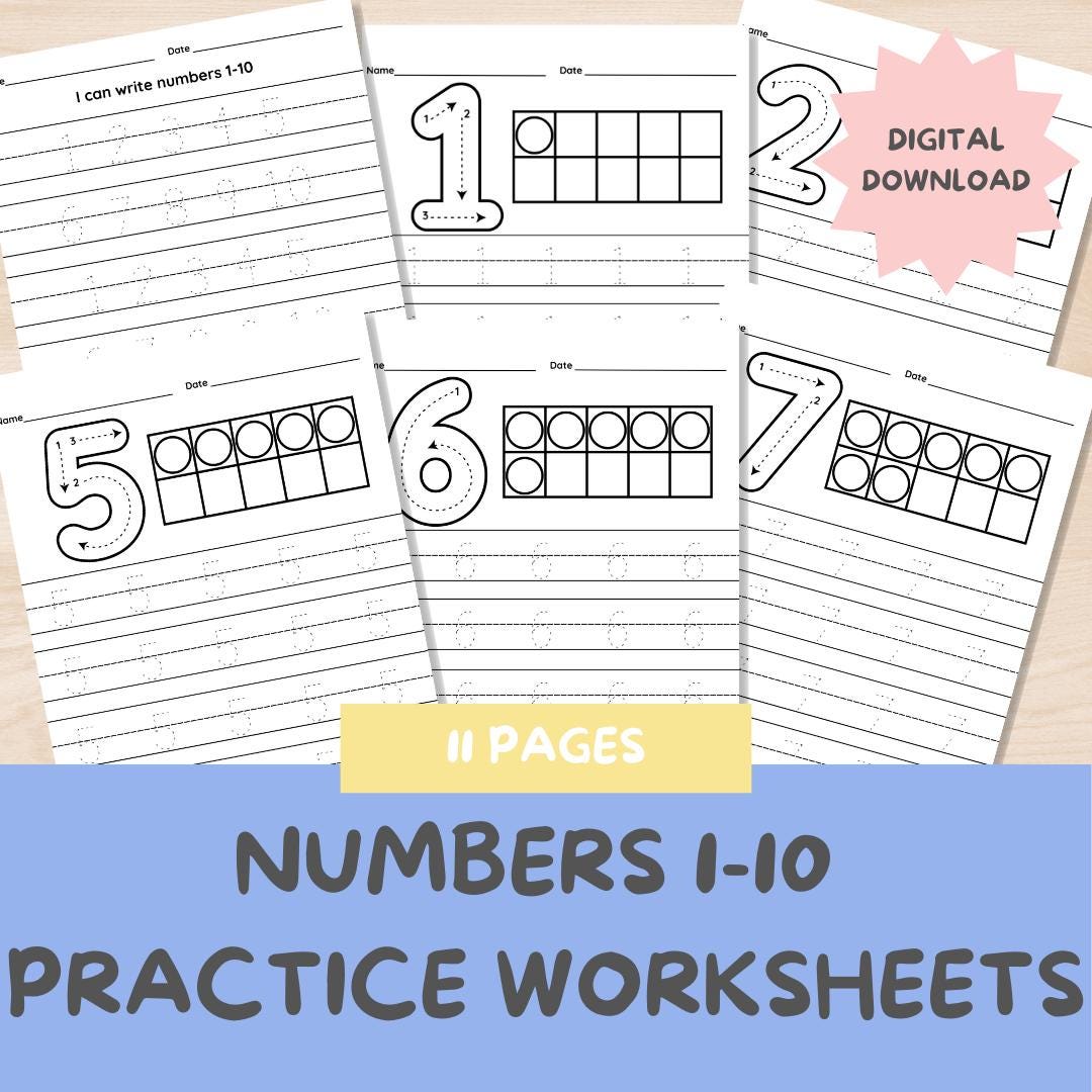 Printable Number Practice Worksheets for Preschool & Kindergarten ...