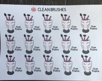 48 Cute Clean Make-up Brushes Planner Stickers - Etsy
