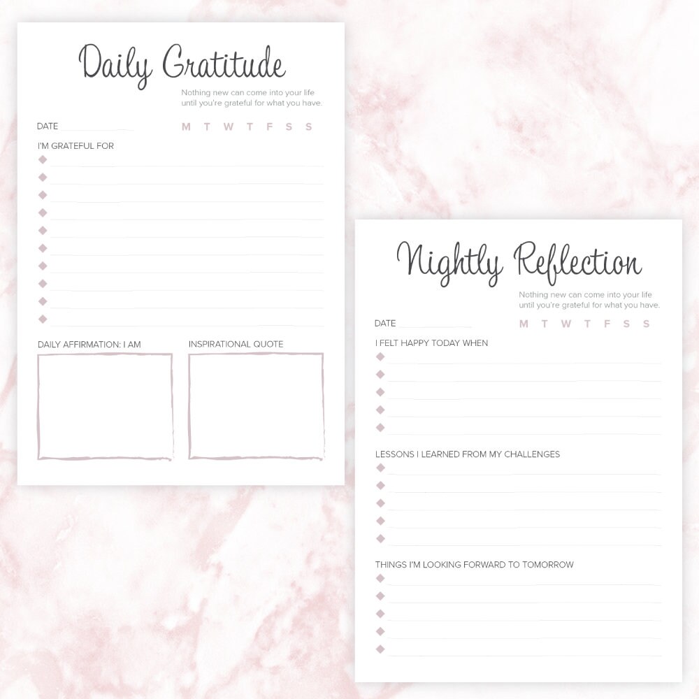 Daily Gratitude & Nightly Reflection Journal Printable - Etsy Australia