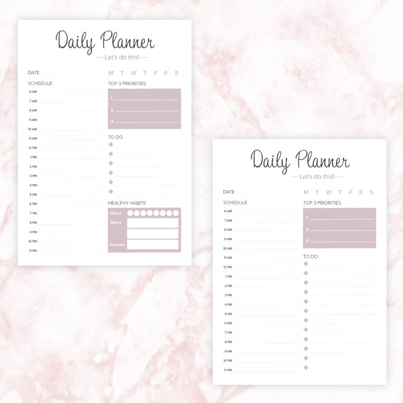Daily Planner Printable Letter A4 A5 Half Letter PDF - Etsy Australia