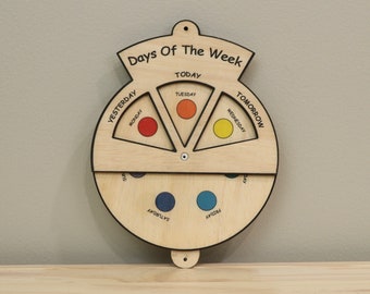 Days of the Week Wheel Yesterday Today Tomorrow Wheel Montessori ...