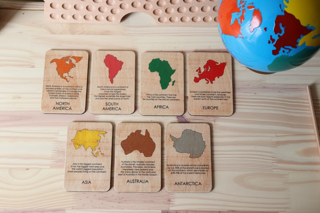 Wooden Continents Cards - Etsy