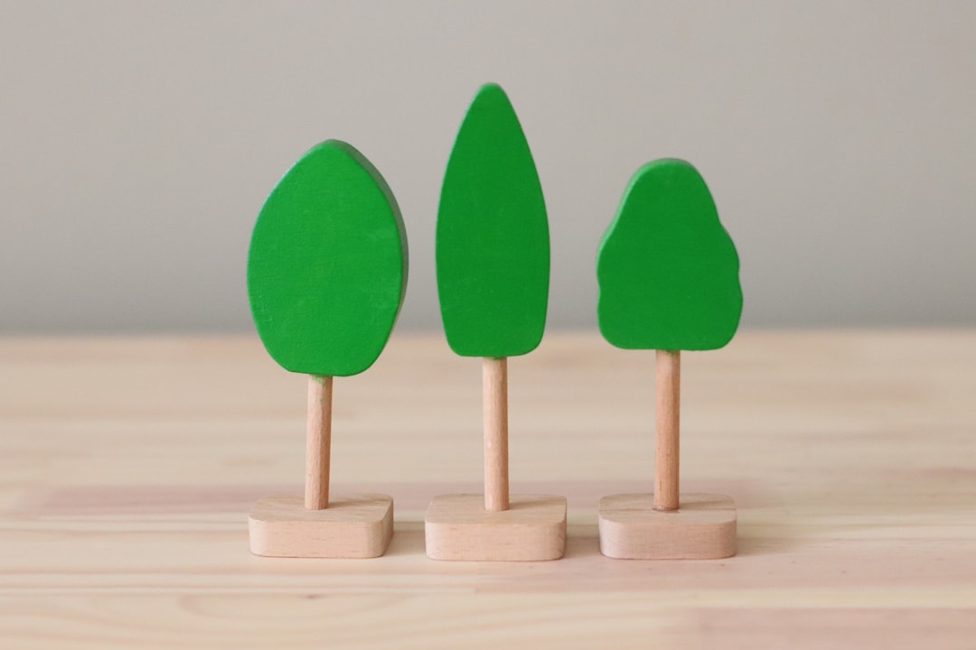 Set of 3 Wood Trees / Wooden Green Tree Sets, Sensory Play, Montessori ...