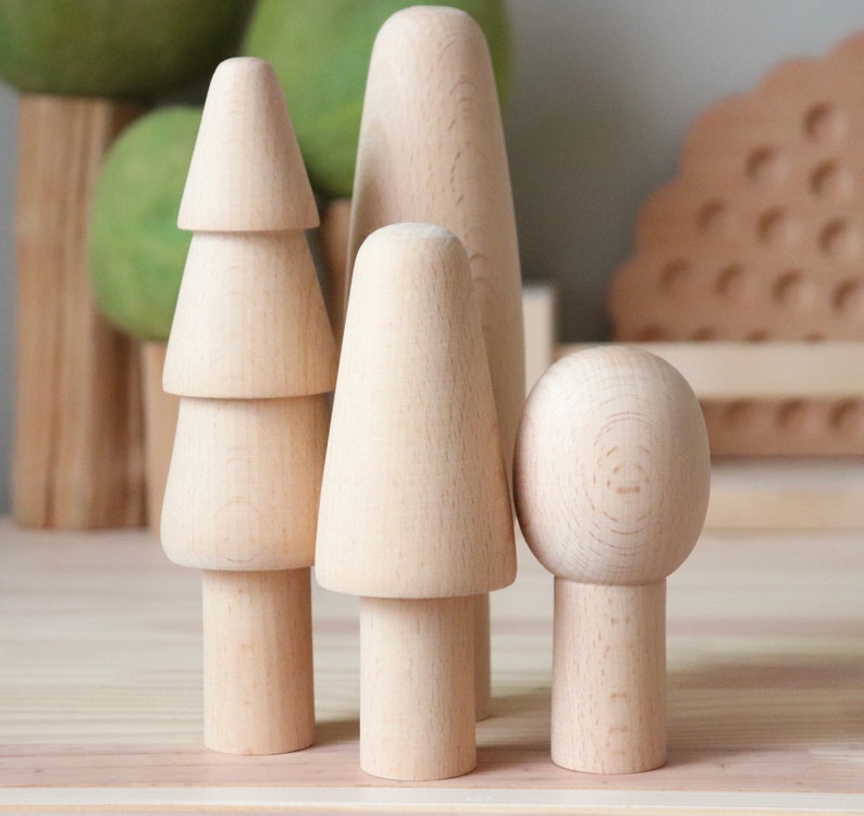 Unfinished Natural Wooden Tree Set / Waldorf Tree Toys - Etsy