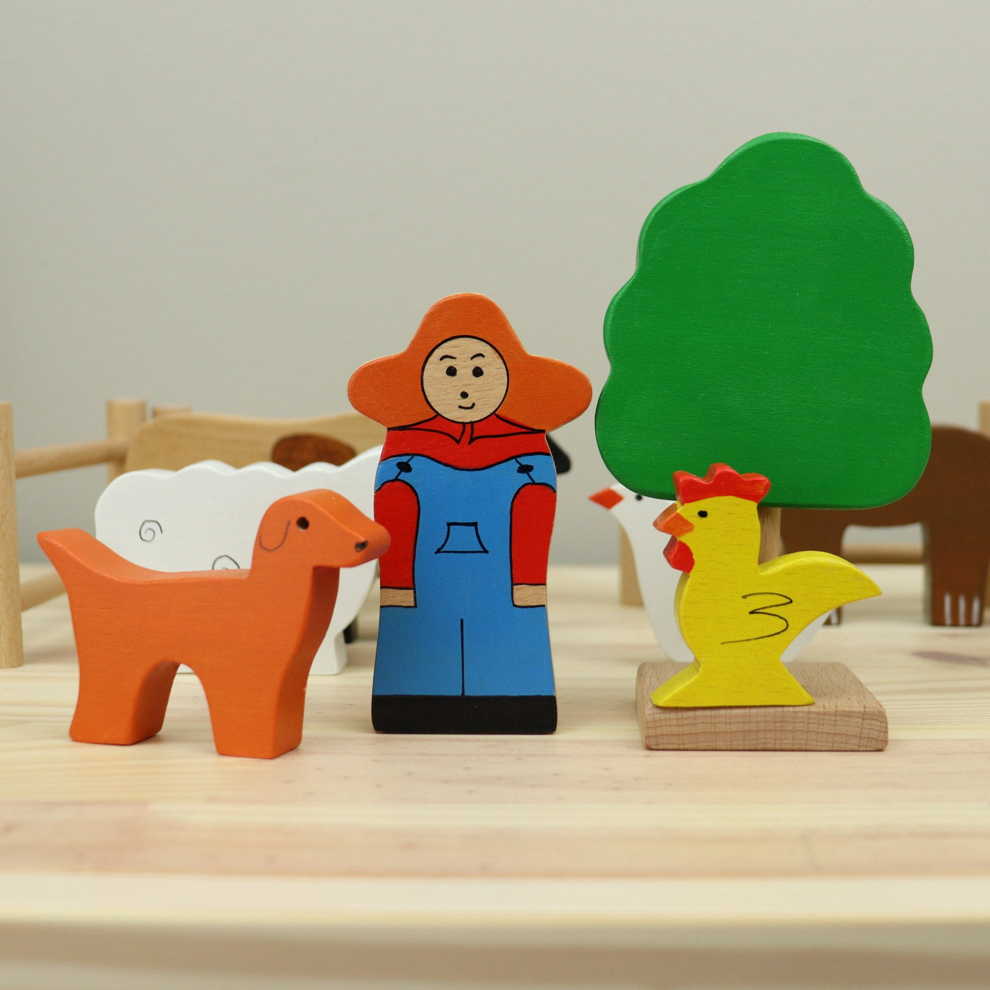 Handcrafted Wooden Farm Animal Playset: Beech Wood Toys - Etsy