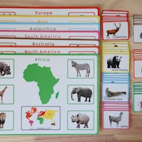 Continents Flashcards | Montessori Continents 3-PART Cards - Etsy