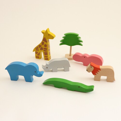 Mini Wood Wild Animal Set / Wild Baby Animals / African Zoo - Etsy