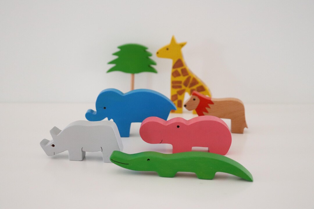 Mini Wood Wild Animal Set: Safari Zoo Animals - Etsy