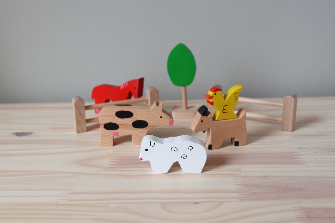 Mini Wooden Farm Playset - Etsy