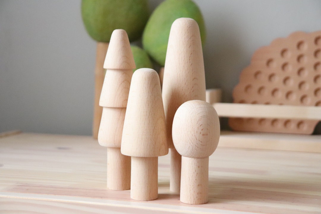 Unfinished Natural Wooden Tree Set / Waldorf Tree Toys - Etsy