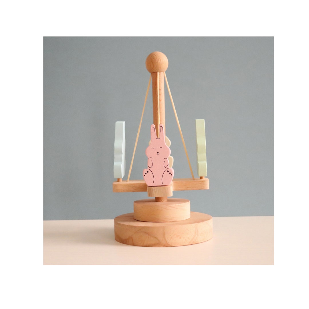 Handcrafted Wooden Bunny Spinning Carousel Toy: Easter Gift - Etsy