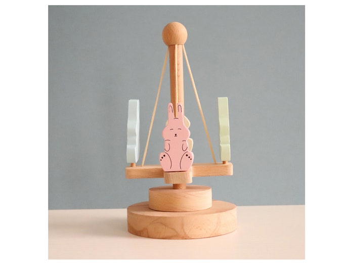Handcrafted Wooden Bunny Spinning Carousel Toy: Easter Gift - Etsy