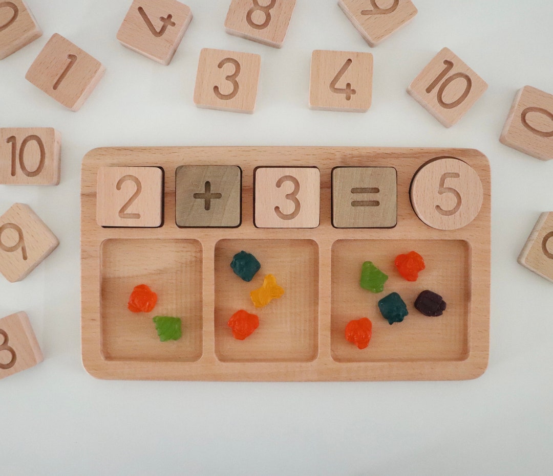 Wooden Math Board With Number Cards Set(48 Pcs), Wooden Addition and ...