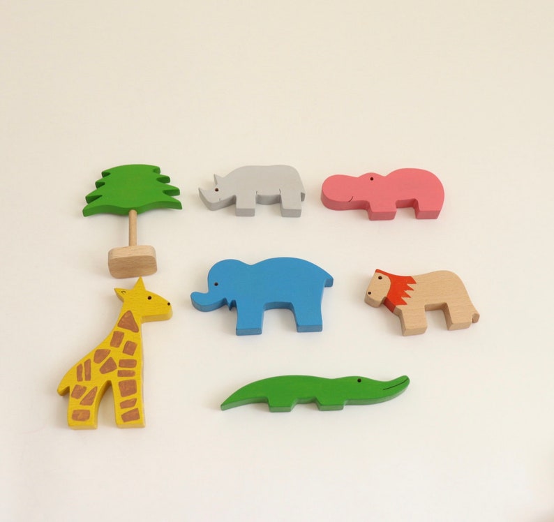 Mini Wood Wild Animal Set / Wild Baby Animals / African Zoo | Etsy