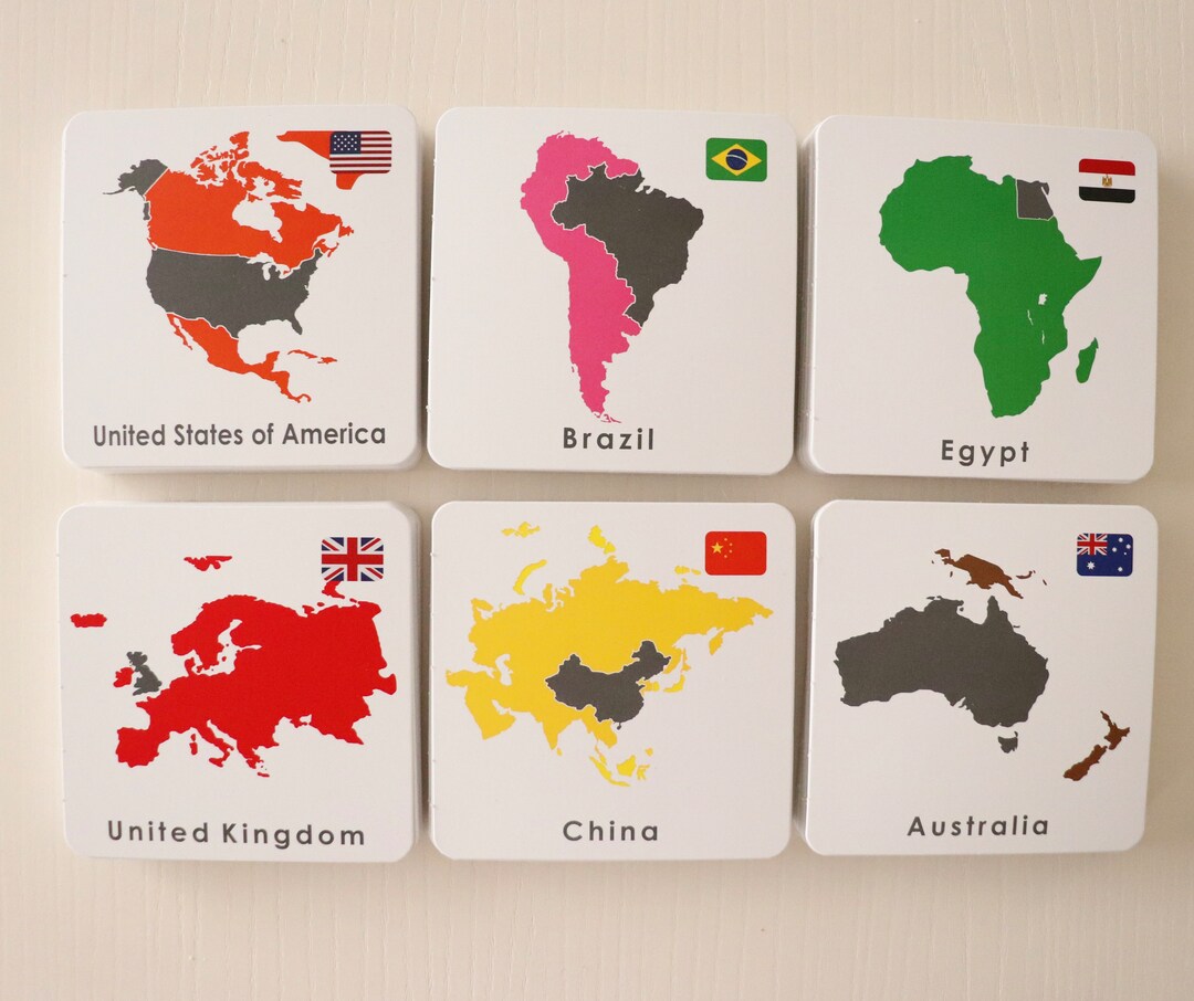 Montessori Countries and Cultures Cards 108 Pcs. / Montessori Flash ...