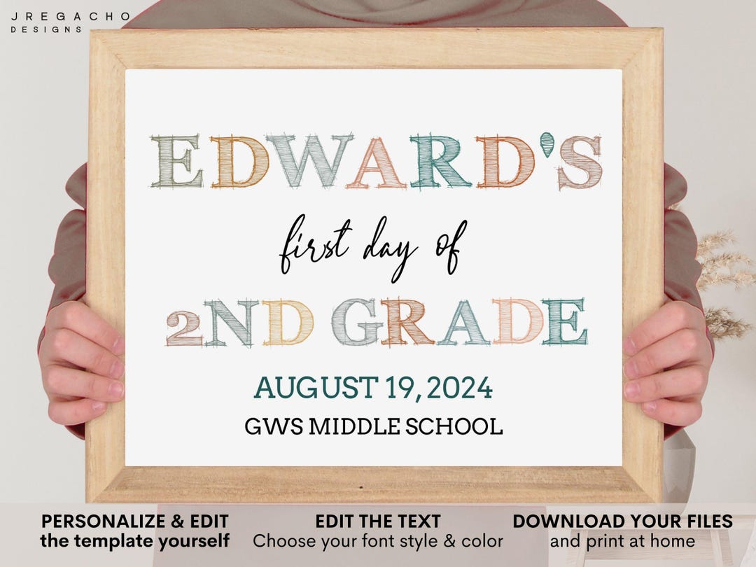 First Day of School Printable, Back to School Sign, First & Last Day of ...