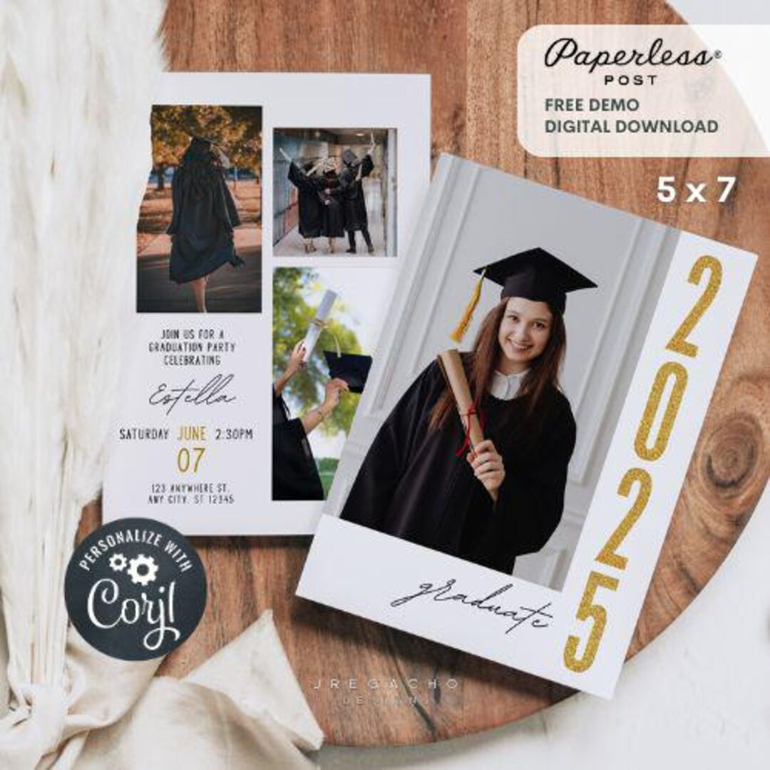 2025 Graduation Card | Editable Digital Template | Corjl Printable Card ...