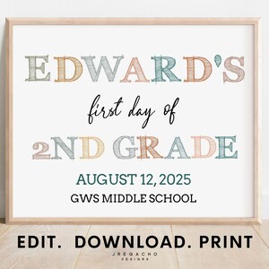 First Day of School Printable, Back to School Sign, First & Last Day of ...
