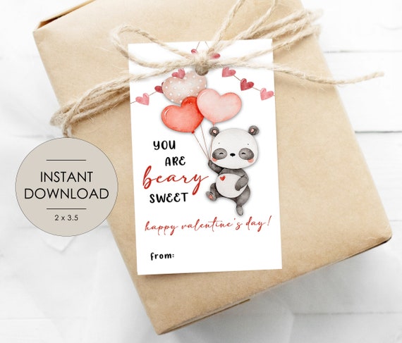 Beary Sweet Valentine Bear Printable Valentines Tag | Etsy