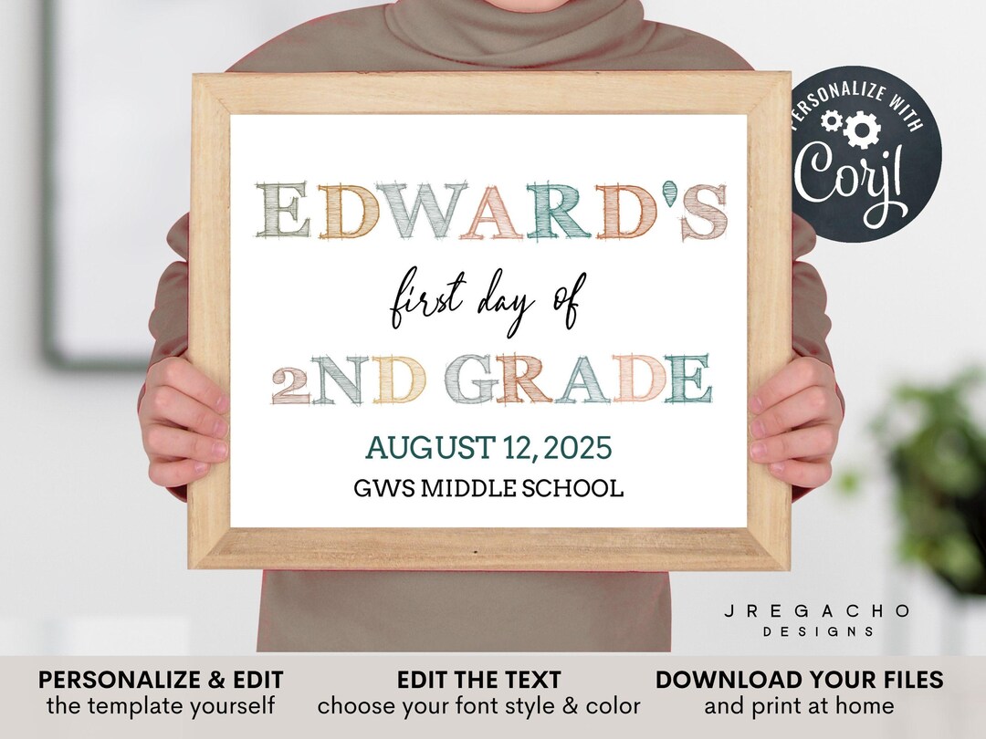 First Day of School Printable, Back to School Sign, First & Last Day of ...