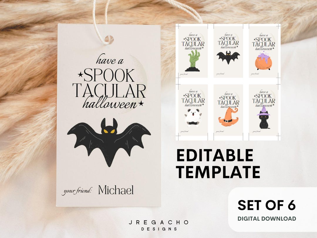 Editable Halloween Favor Tag Template, Printable Halloween Gift Tags ...