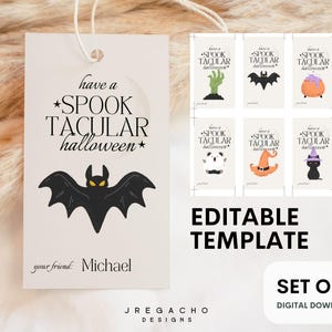 Editable Halloween Favor Tag Template, Printable Halloween Gift Tags ...
