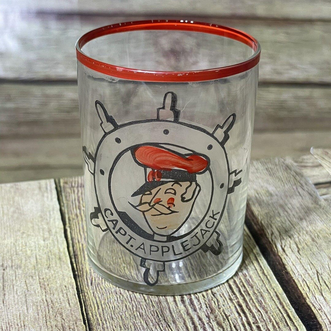 Vintage Captain Capt. Applejack Shot Glass 1930's Thin Glass John ...