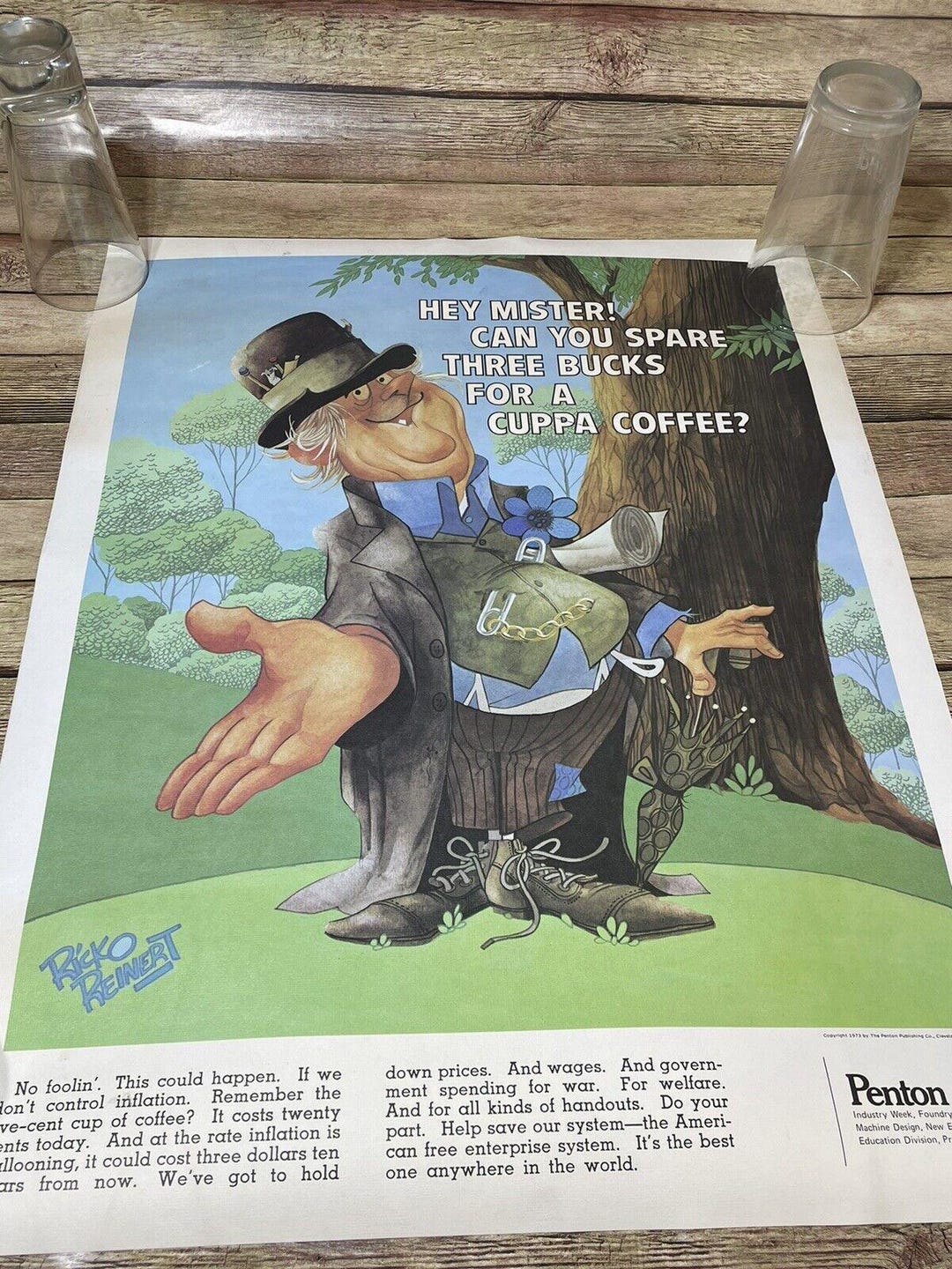 Rick Reinert Cartoon Poster Penton Publishing 1973 Political Inflation ...