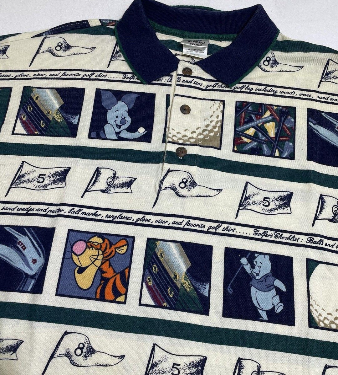 Vintage the Disney Store Tigger Golf Polo Shirt Mens Large All-over ...