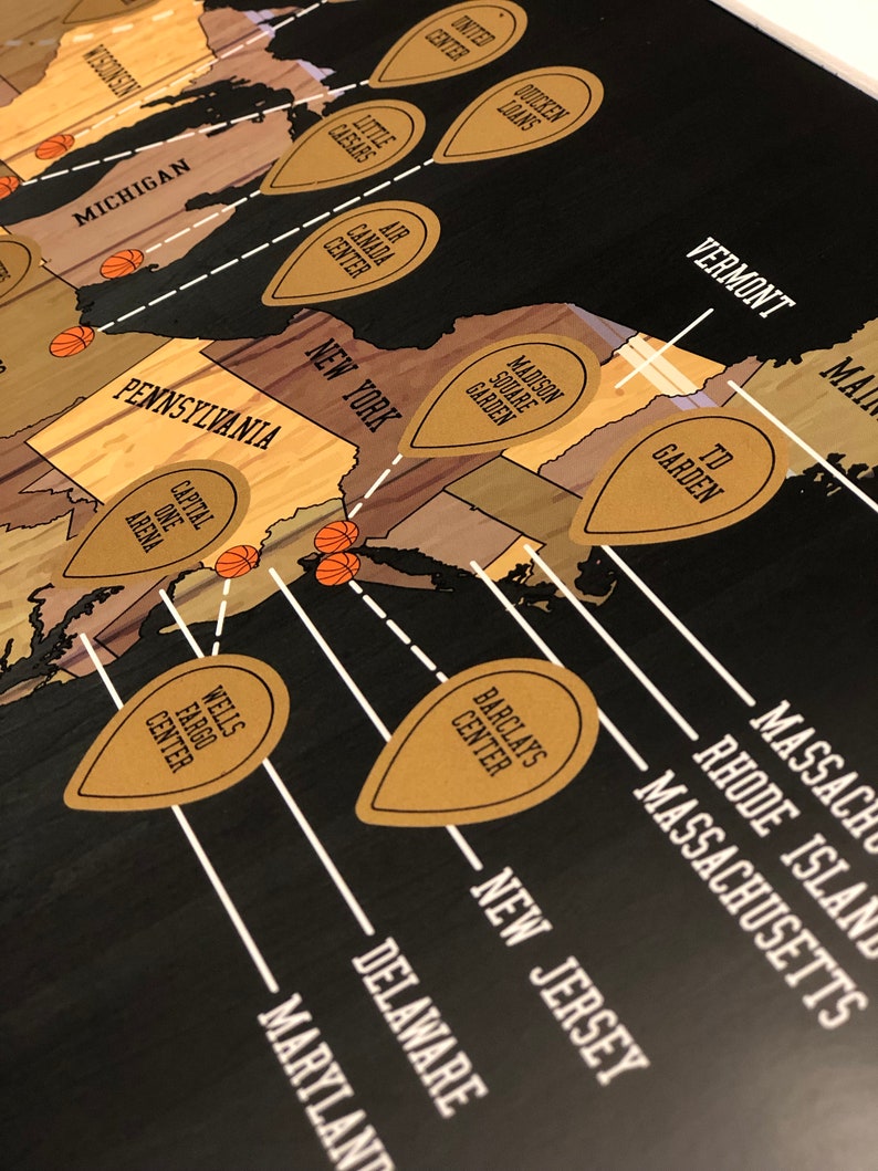 Scratch-off Basketball Map Bucket List Tracking Poster - Etsy Canada